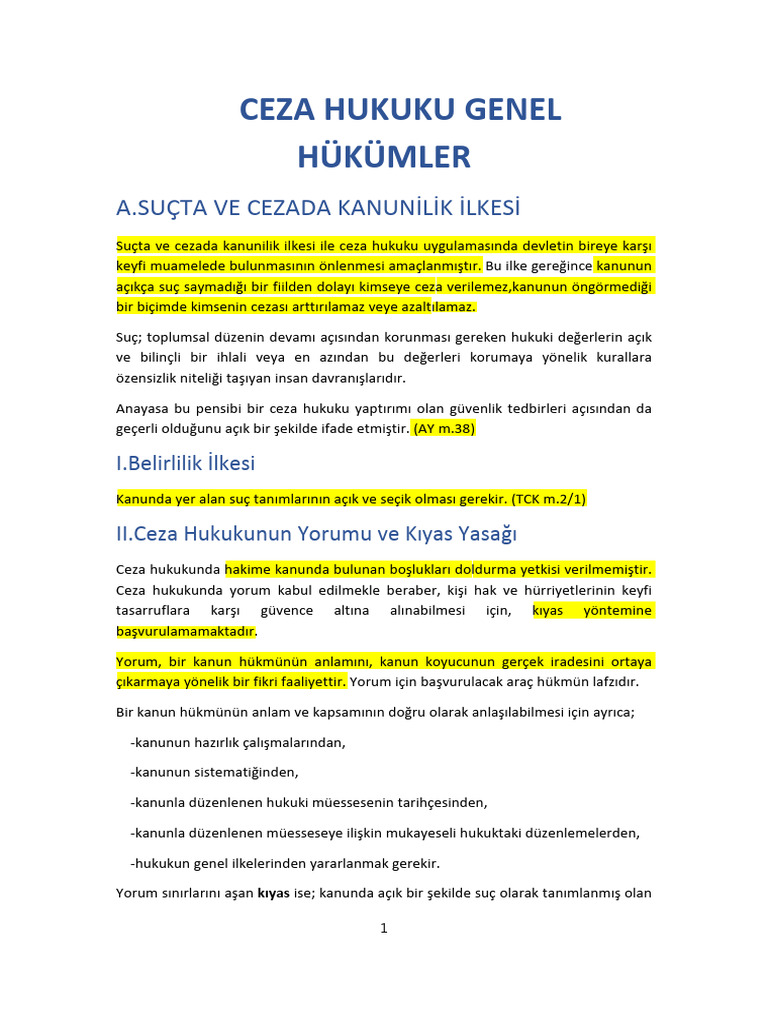 Ceza Hukuku Genel Hükümler | PDF