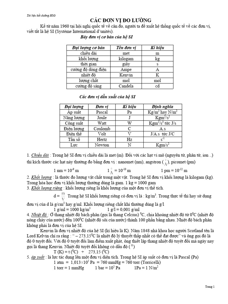 Cac-don-vi-do-luong | PDF
