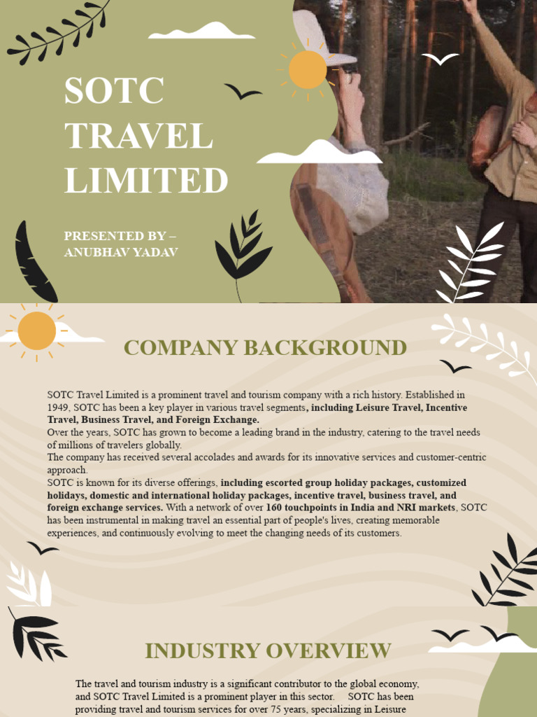 Sotc Travel Limited: Presented by - Anubhav Yadav | PDF | Tourism ...