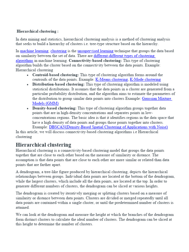 Hierarchical Clustering Unit 4 ML | PDF | Cluster Analysis | Artificial Neural Network