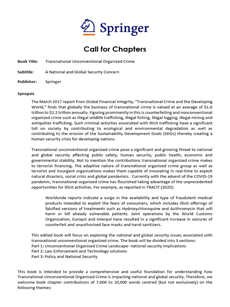 Chapters On Transnat Uncon Organized Crime Springer 1686333518 | PDF ...