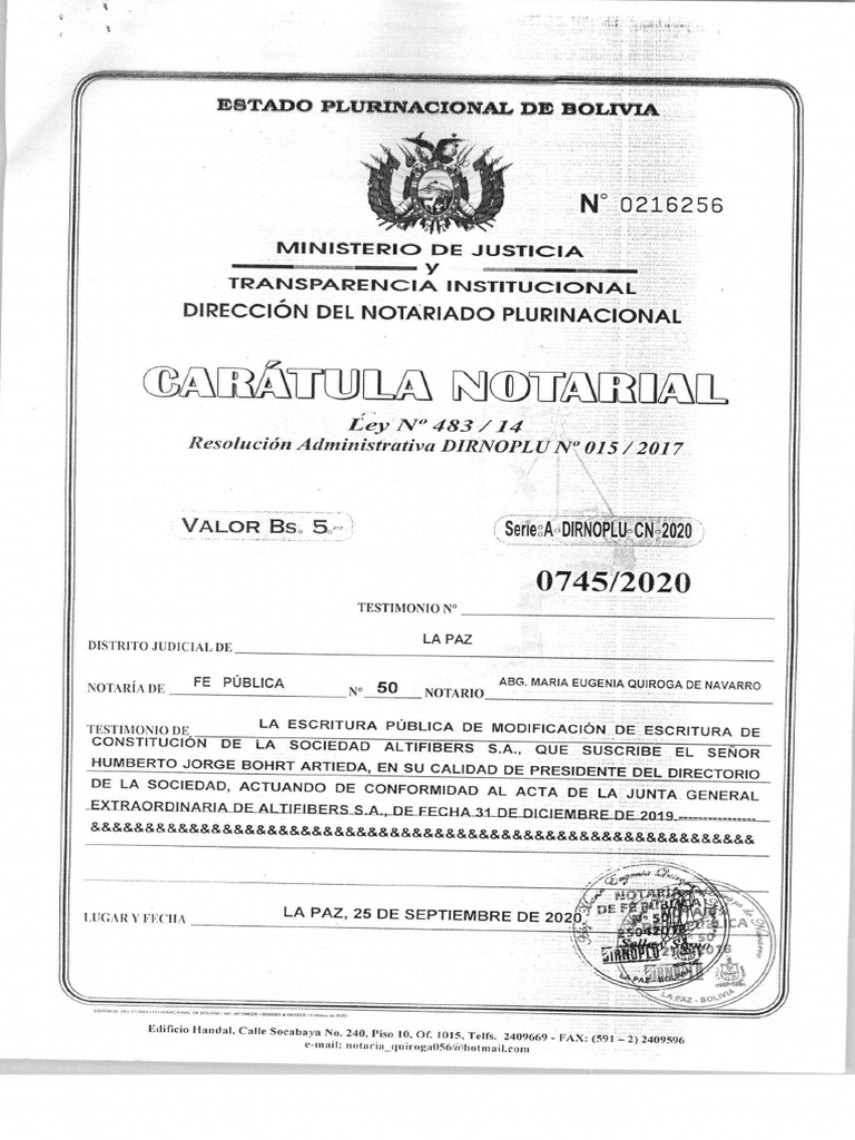 Testimonio de Escritura Publica de Modificacion de Escritura de ... Testimonio de Escritura Publica de Modificacion de Escritura de ...