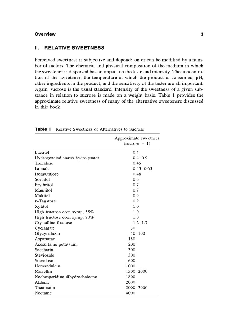 Relative Sweetness | PDF