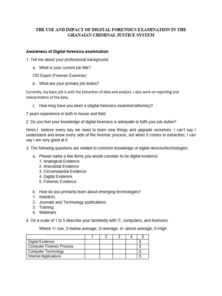 New Questionnaire CID Expert (Forensic Examiner) | Download Free PDF ...