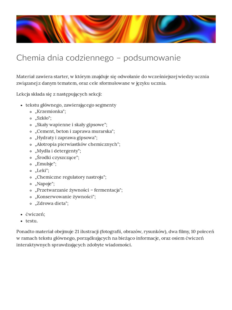 Chemia Dnia Codziennego Podsumowanie | PDF