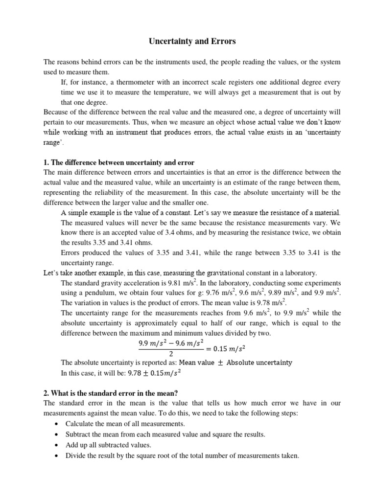 Uncertainty and Errors | PDF | Significant Figures | Rounding