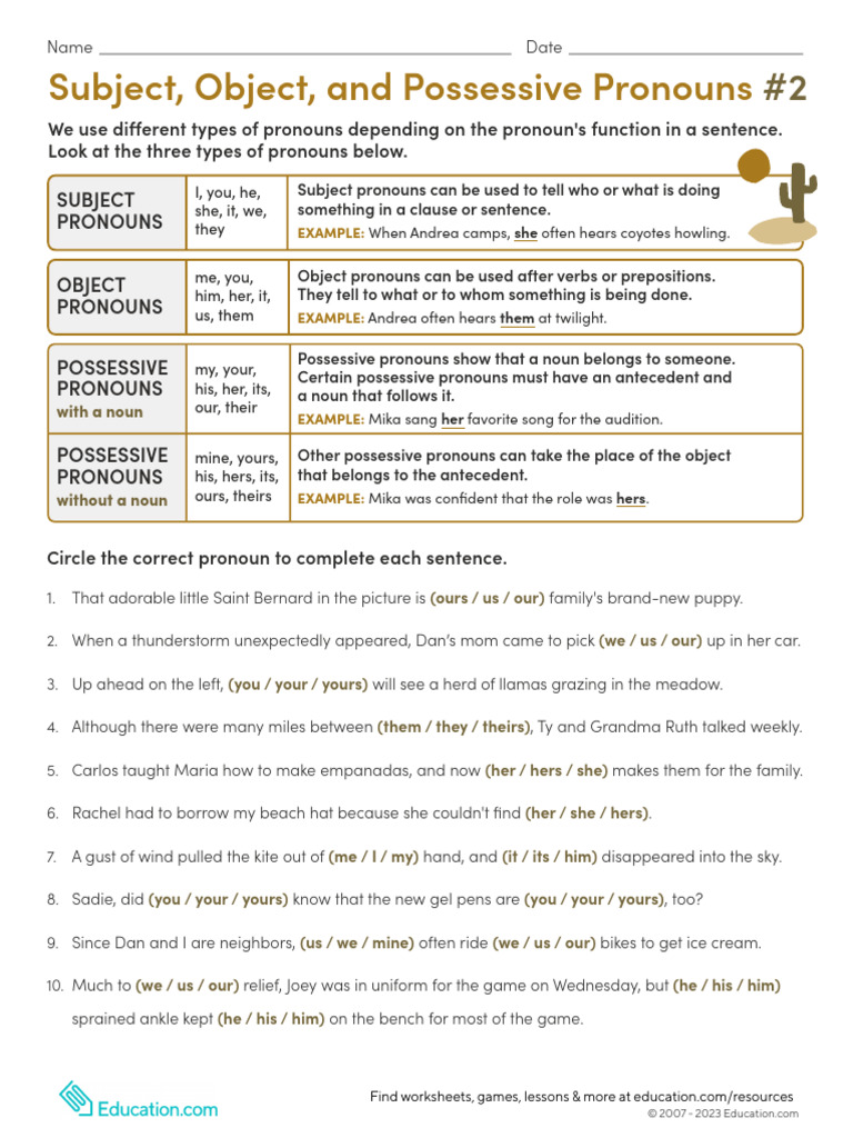subject-object-and-possessive-pronouns-2 | PDF | Pronoun | Subject ...