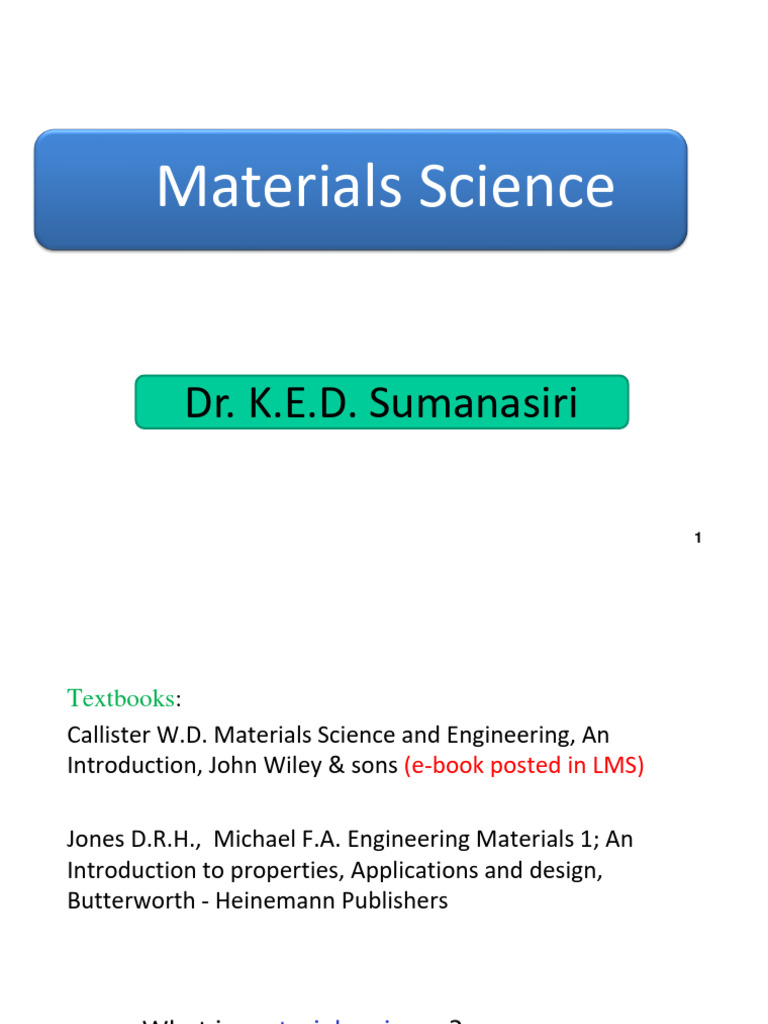 Materials Science - Lecture #1 - Introduction | Download Free PDF | Nanotechnology | Materials ...