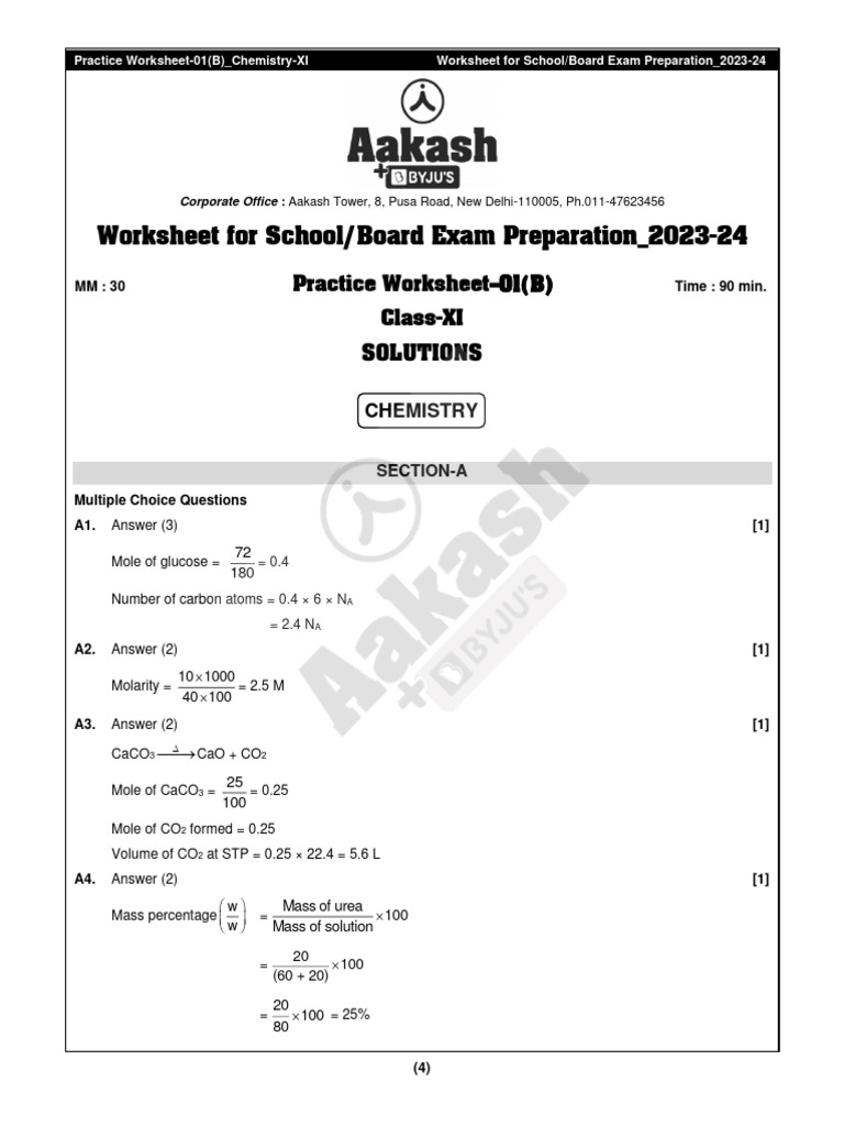 Master Ws 01 B Chemistry Xith Some Basic Concepts Of Chemistry Sol Pdf Molecules