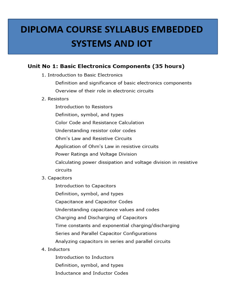 Diploma Course Syllabus Embedded Systems and IoT | Download Free PDF ... Diploma Course Syllabus Embedded Systems and IoT | Download Free PDF ...
