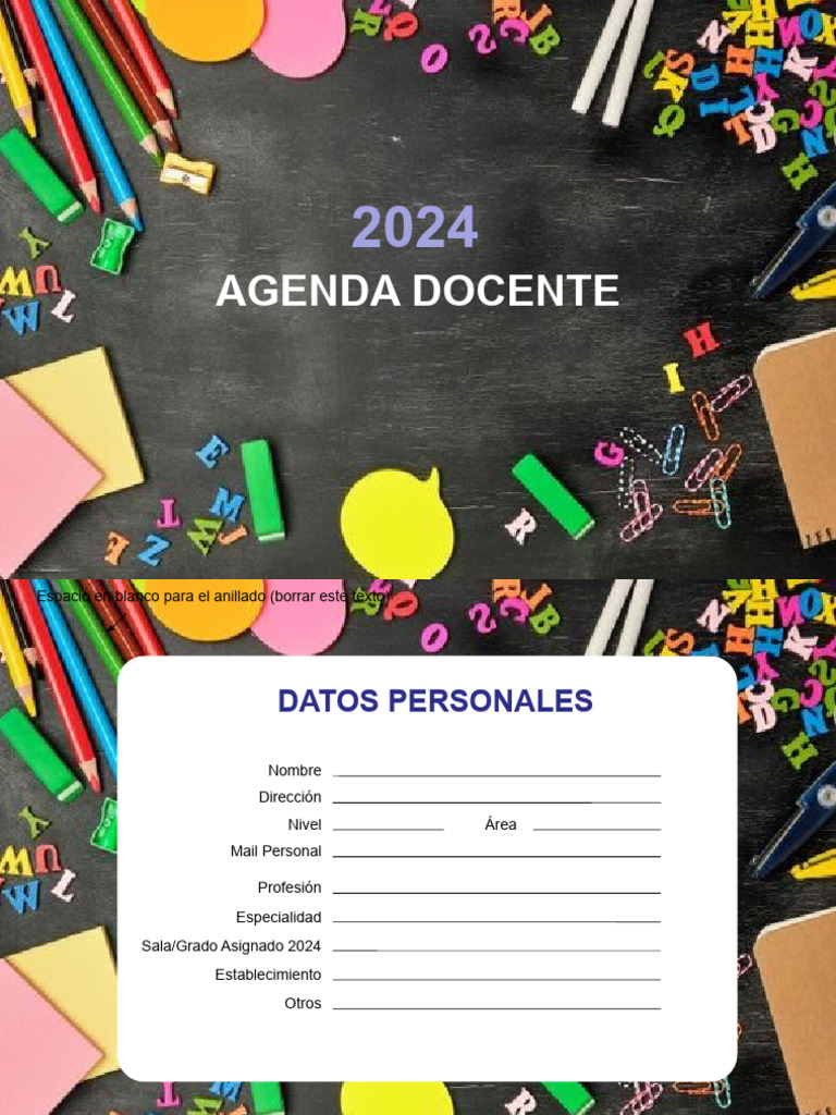 1 - Agenda Docente 2024 - Editable | PDF