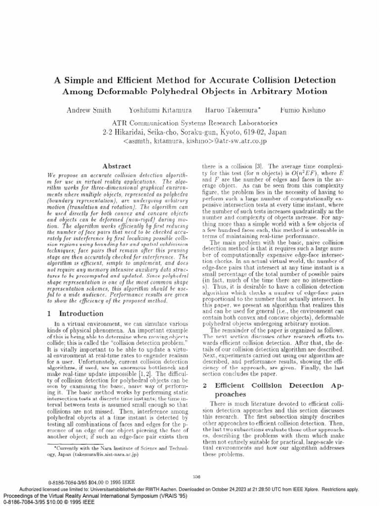 A Simple and Efficient Method For Accurate Collision Detection Among Deformable Polyhedral ...