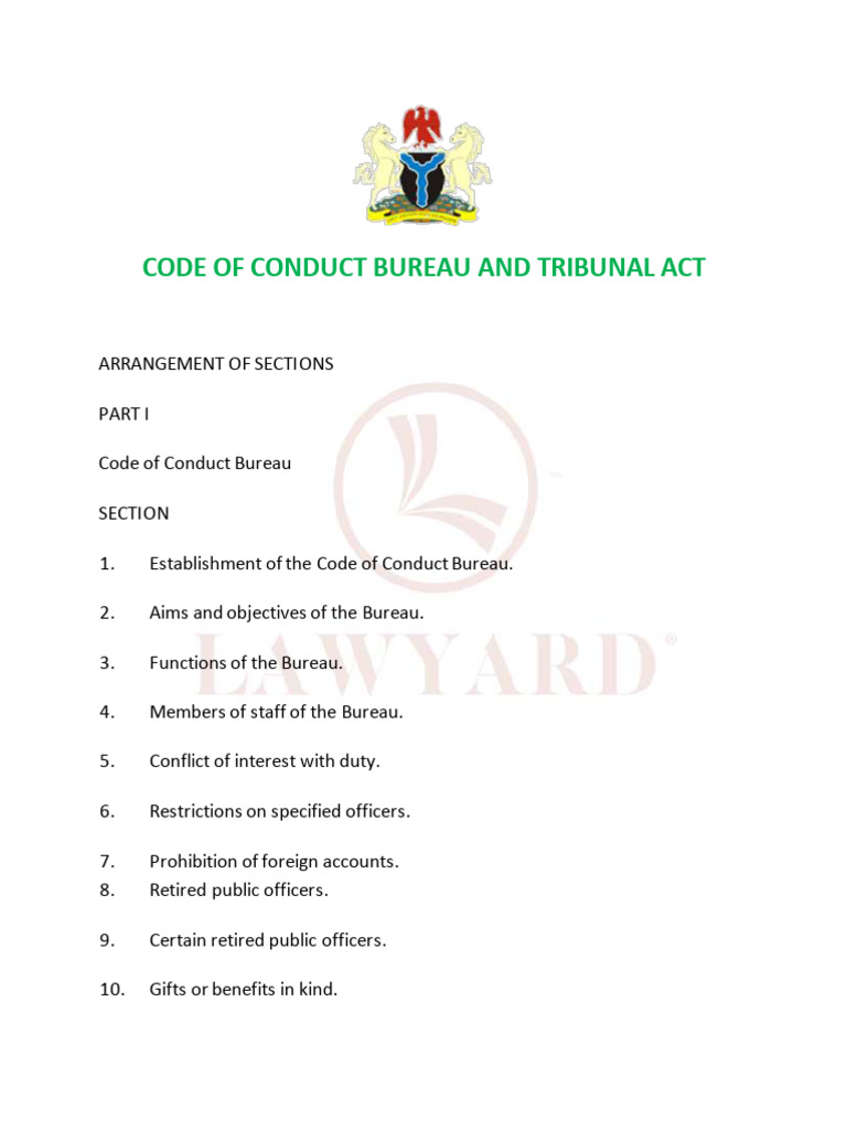 Code of Conduct Bureau and Tribunal Act | PDF | Plea | Prosecutor