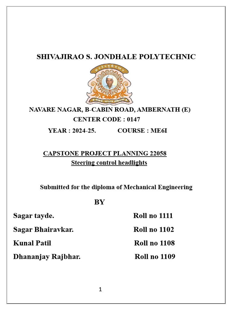 CPP Final Micro Project (Black Book) | PDF | Headlamp | Steering