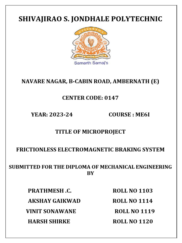 Frictionless Electromagnetic Braking System | PDF | Brake | Vehicles