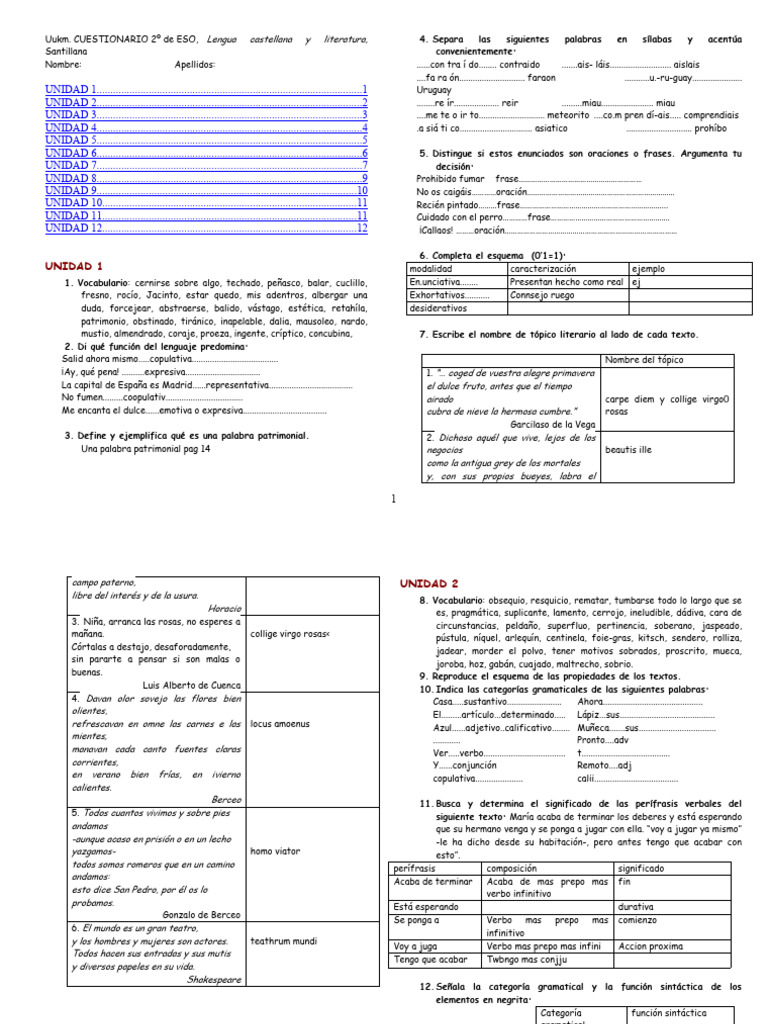 Cuestionario 2º ESO - Doc - 1 | PDF
