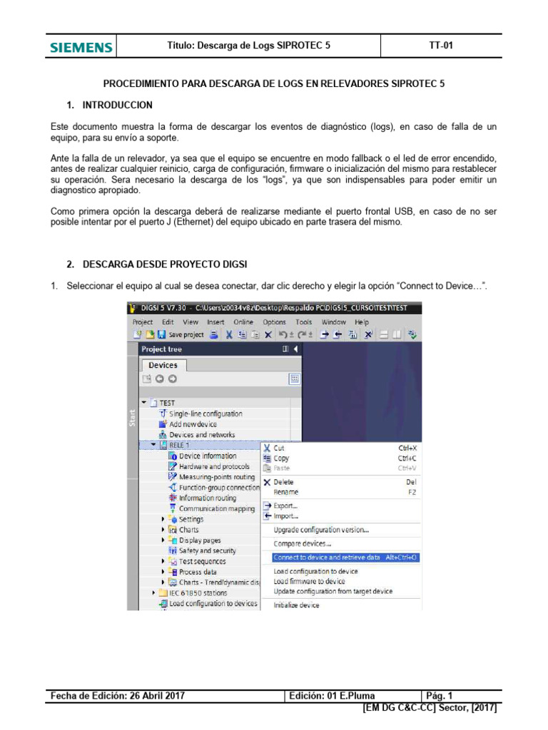 Procedimiento de Descarga SIPROTEC 5 | PDF | Software del sistema ...