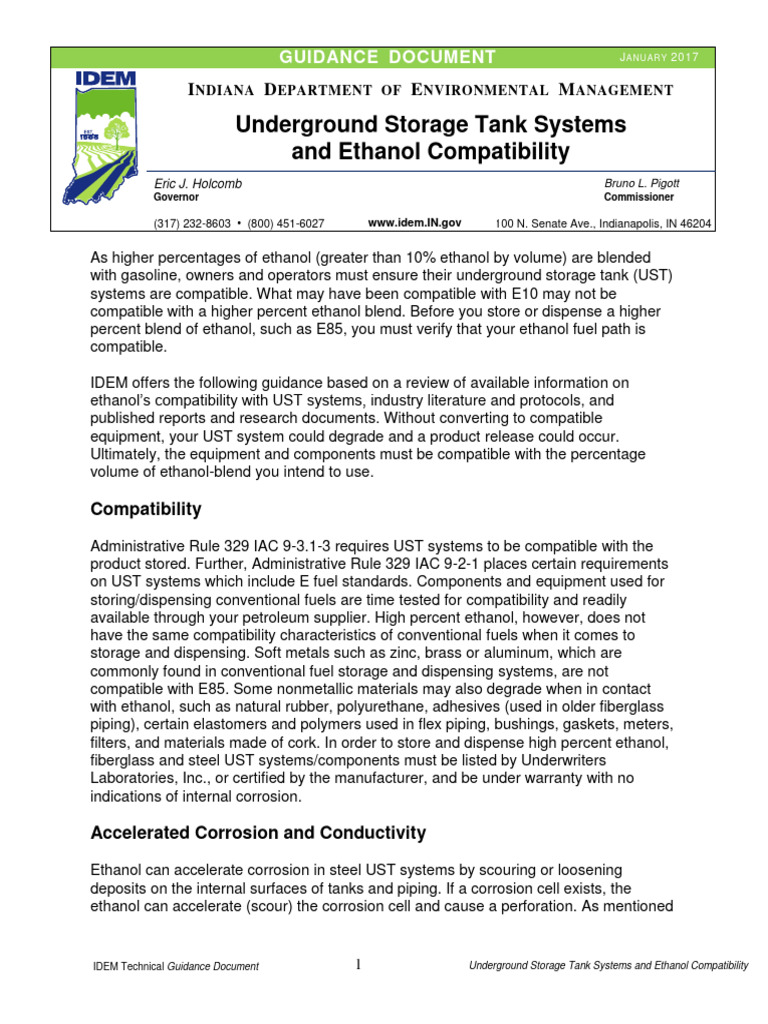 tech_guidance_ethanol_compatibility | PDF | Corrosion | Chemical Substances