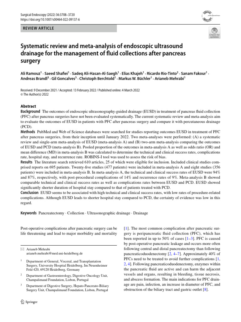 Systematic Review and Meta Analysis of Endoscopic Ultrasound Drainage ...