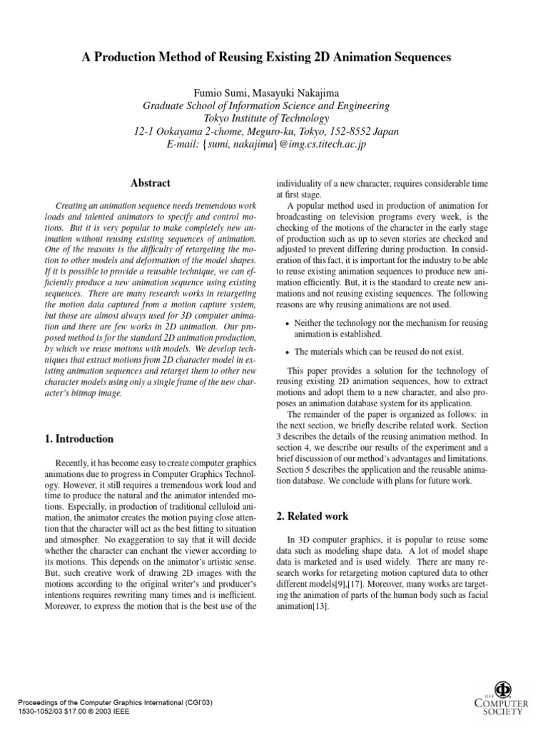 A Production Method of Reusing Existing 2D Animation Sequences | PDF | Databases | Computer Graphics