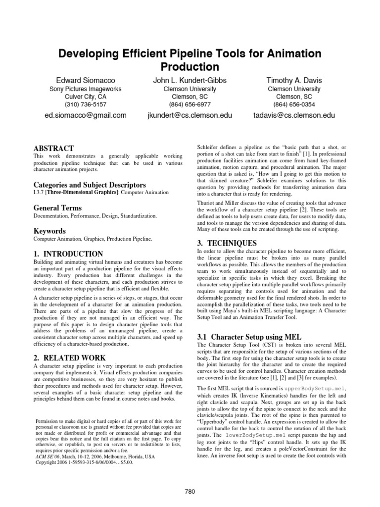 Developing Efficient Pipeline Tools For Animation Production | PDF | Animation | Computer Animation
