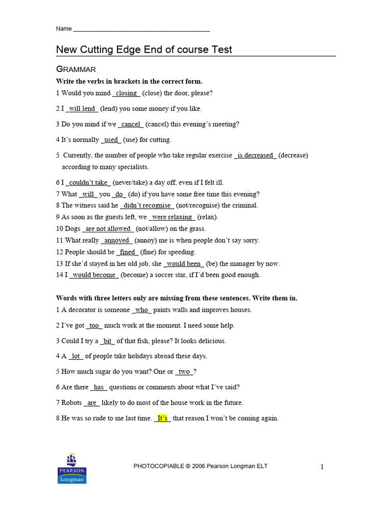 End_of_course_Test_B for T2 | PDF