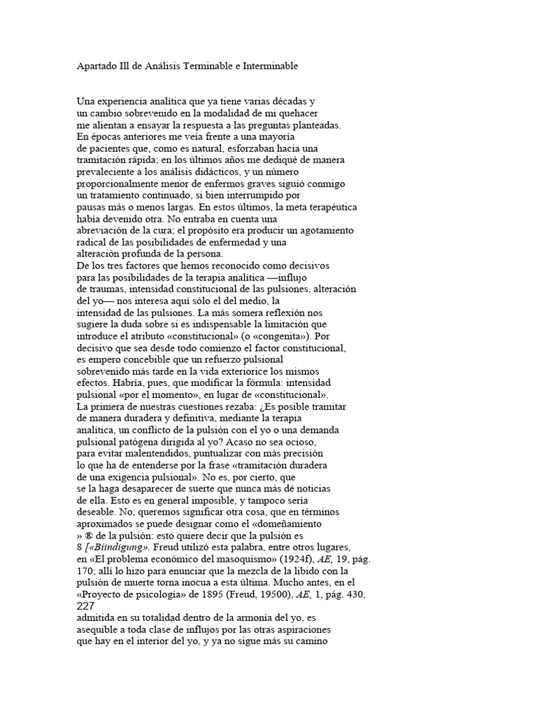 Apartado III Análisis Terminable e Interminable | PDF | Neurosis ...