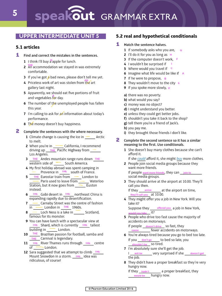 Speakout Grammar Extra Upper Intermediate Unit 5 | PDF