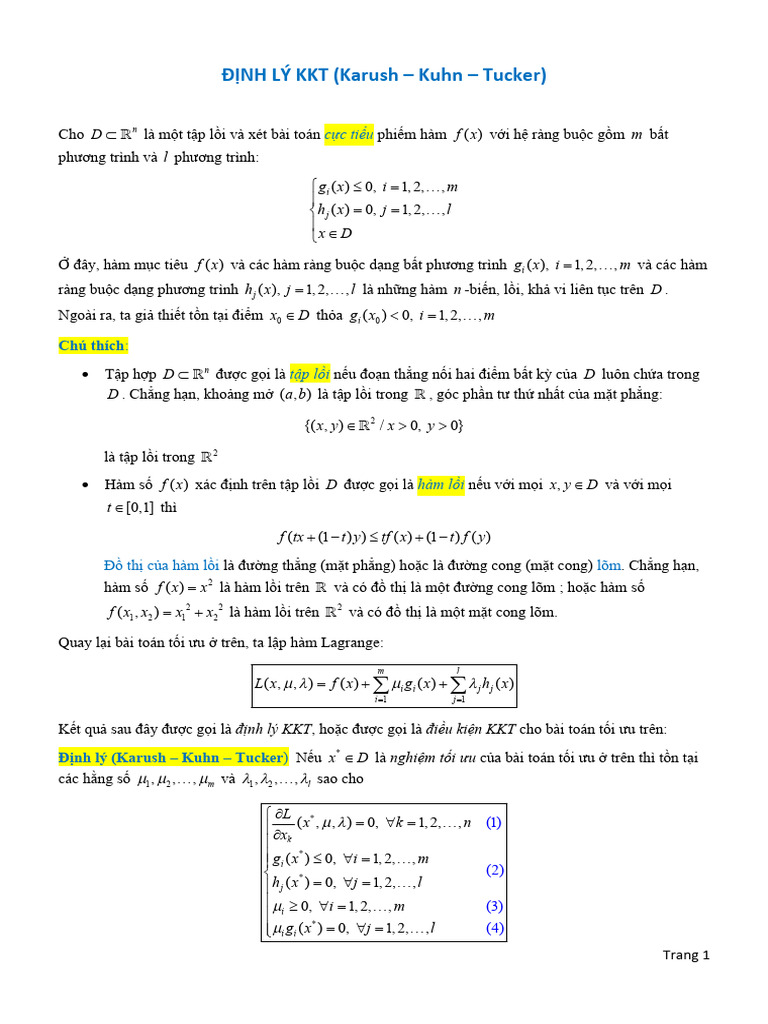 Giải Tích 2 - Định Lý Kkt | PDF