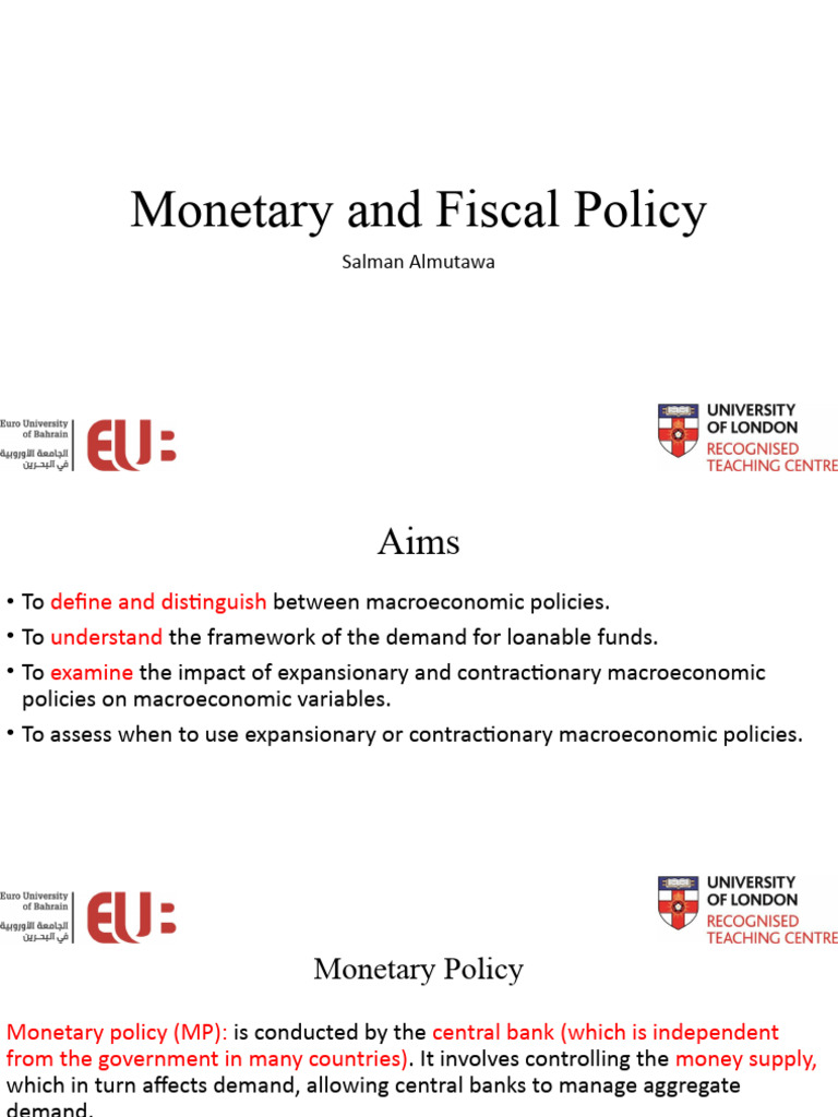 4.5 Monetary Fiscal Policy (Week 5) | PDF | Money Supply | Monetary Policy