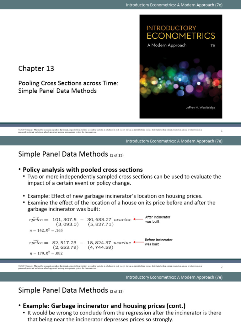 CH13 Wooldridge 7e+PPT 2pp | PDF | Econometrics | Statistical Inference
