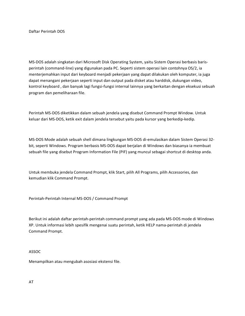 Daftar Perintah DOS1 | PDF