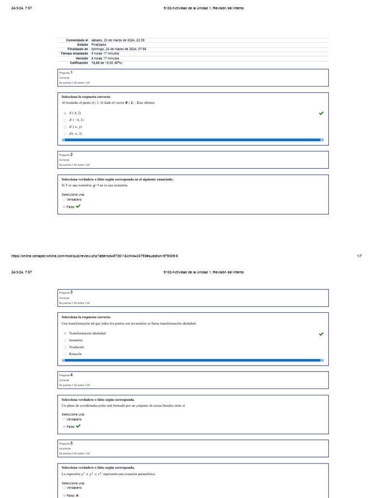 9102-Actividad de La Unidad 1 - Revisión Del Intento | Descargar gratis PDF | Física Matemática ...
