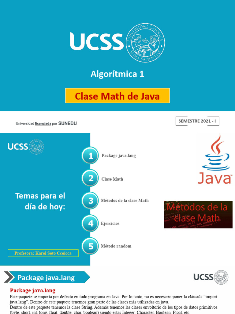Clase Math en Java: Guía y Ejercicios | PDF | Java (lenguaje de programación) | Matemáticas