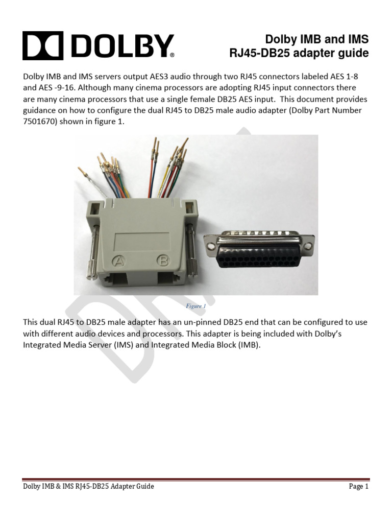 Dolby - IMB - IMS - DualRJ45-DB25M - Adapter Guide-V1.1 | PDF ...