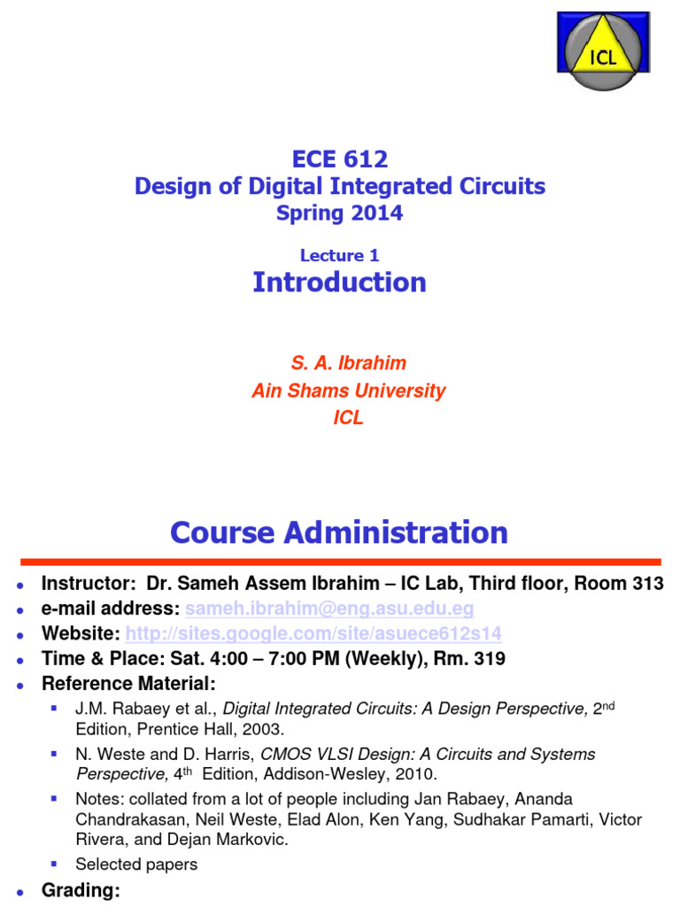 01 ECE612 S14 Introduction | PDF | Transistor | Integrated Circuit