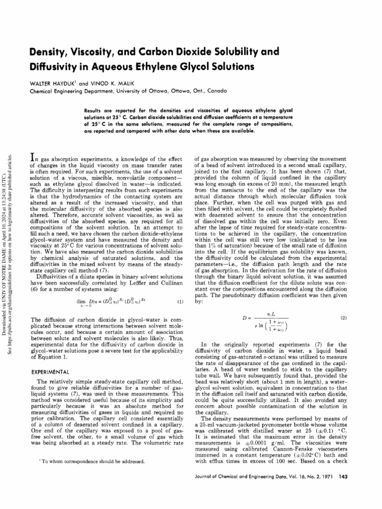 Best Carbon-Dioxide-Solubility-And-Diffusivity-In-Aqueous-Ethylene ...