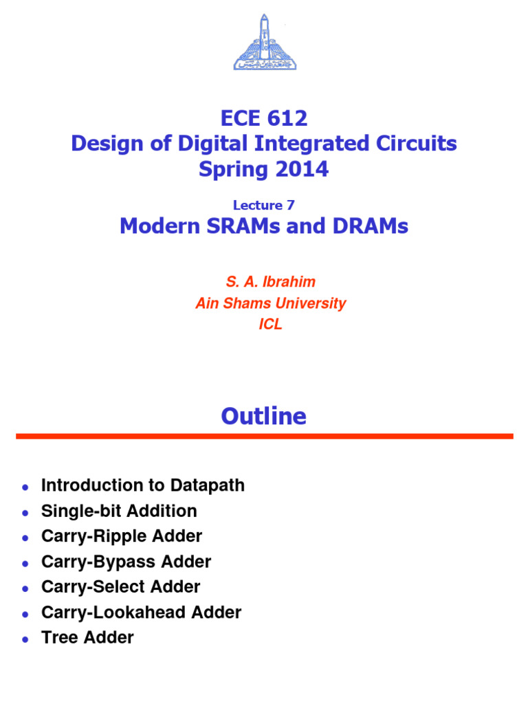 08 ECE612 S14 Adders | PDF | Logic Gate | Computer Architecture