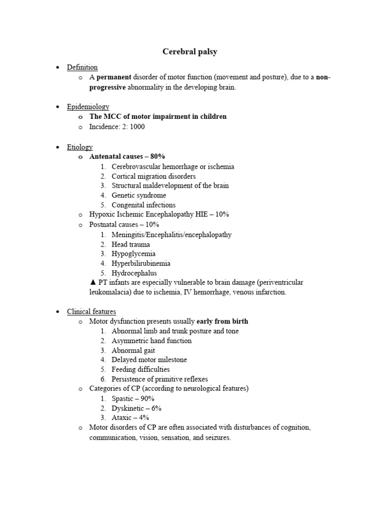 Cerebral Palsy: Progressive Abnormality in The Developing Brain ...