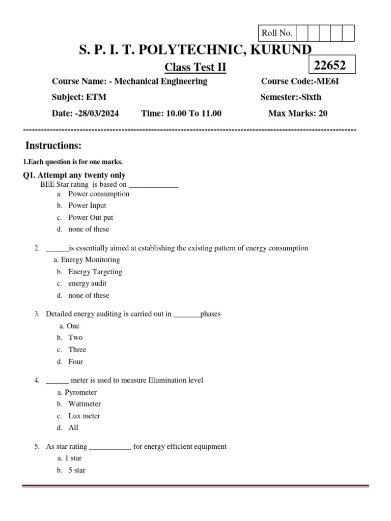 Unit Test 2 Question Paper | PDF
