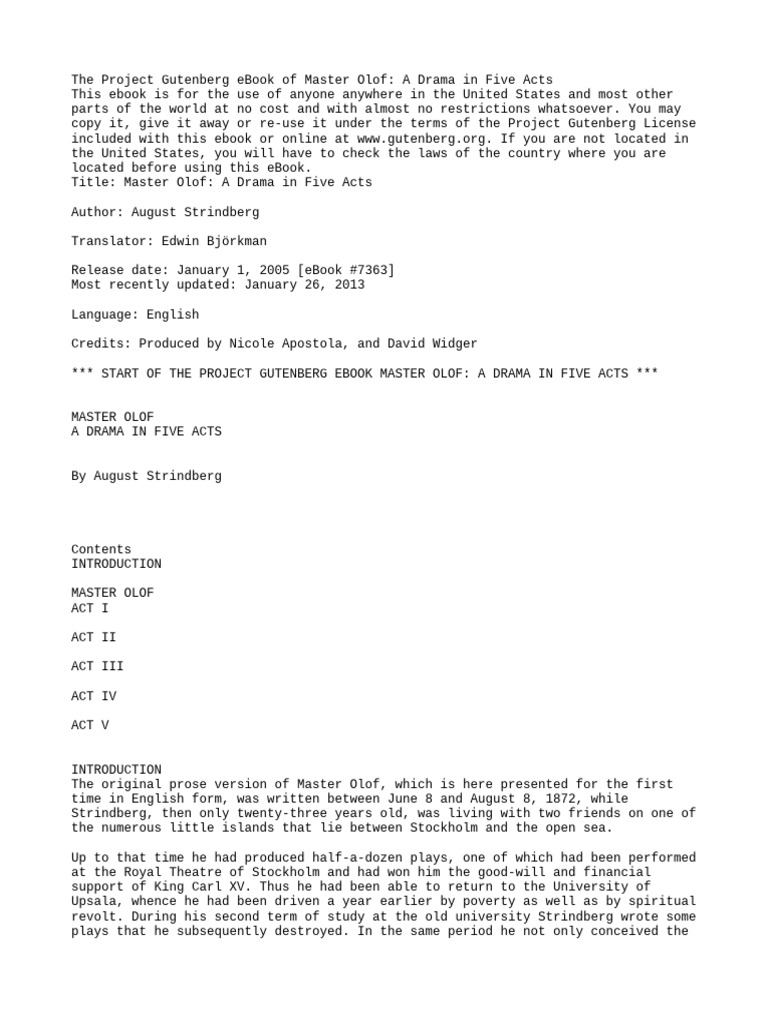 Master Olof (1872) | PDF | Sweden