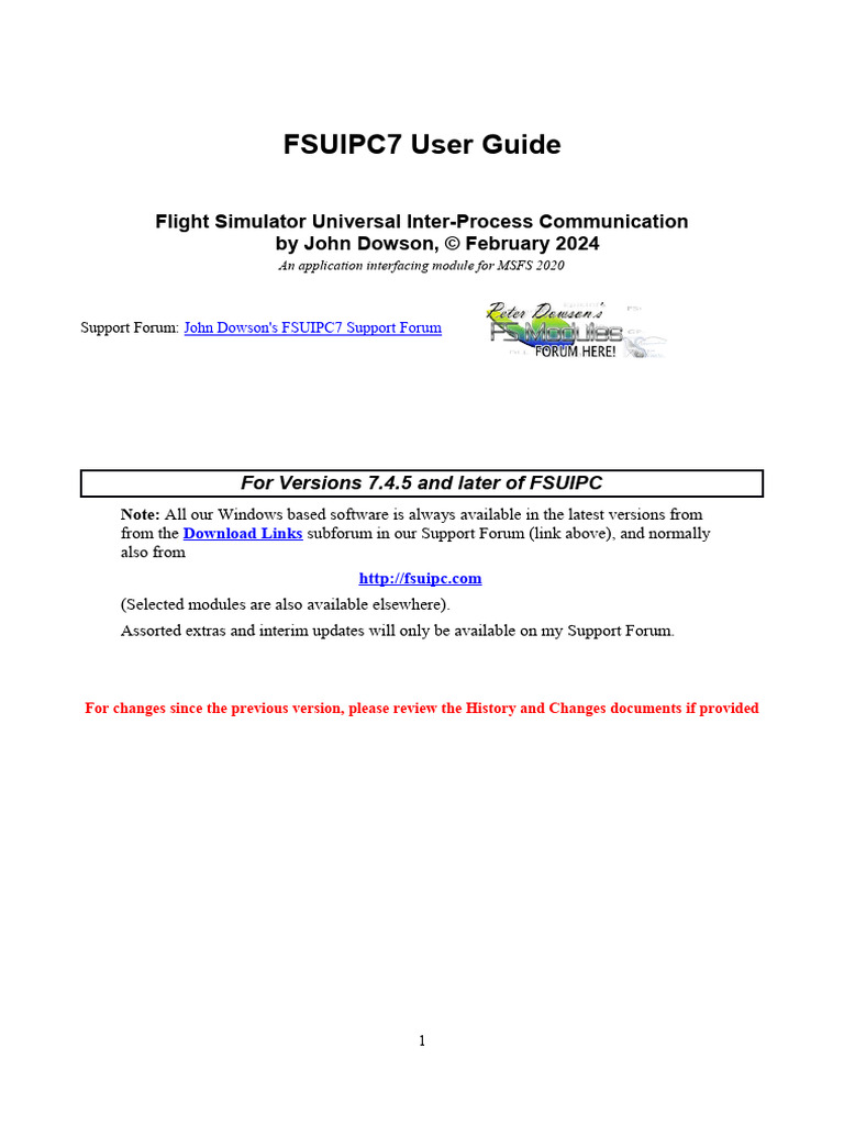Fsuipc7 User Guide | PDF | Computer File | Command Line Interface