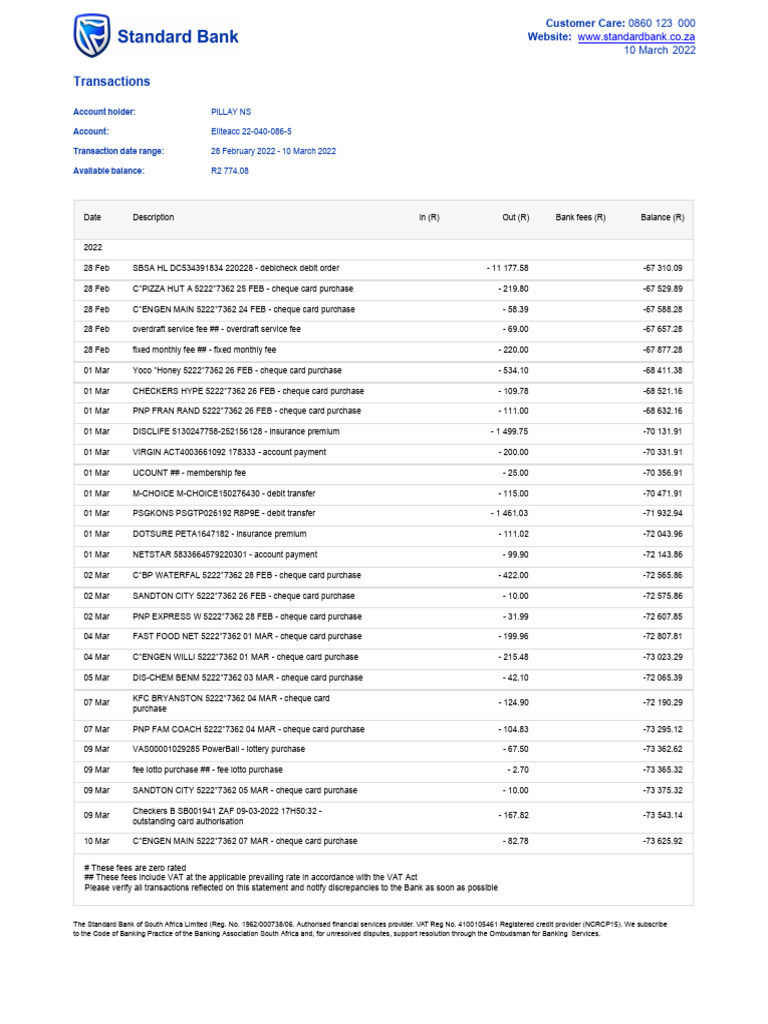 Bank Statement | PDF | Overdraft | Debit Card