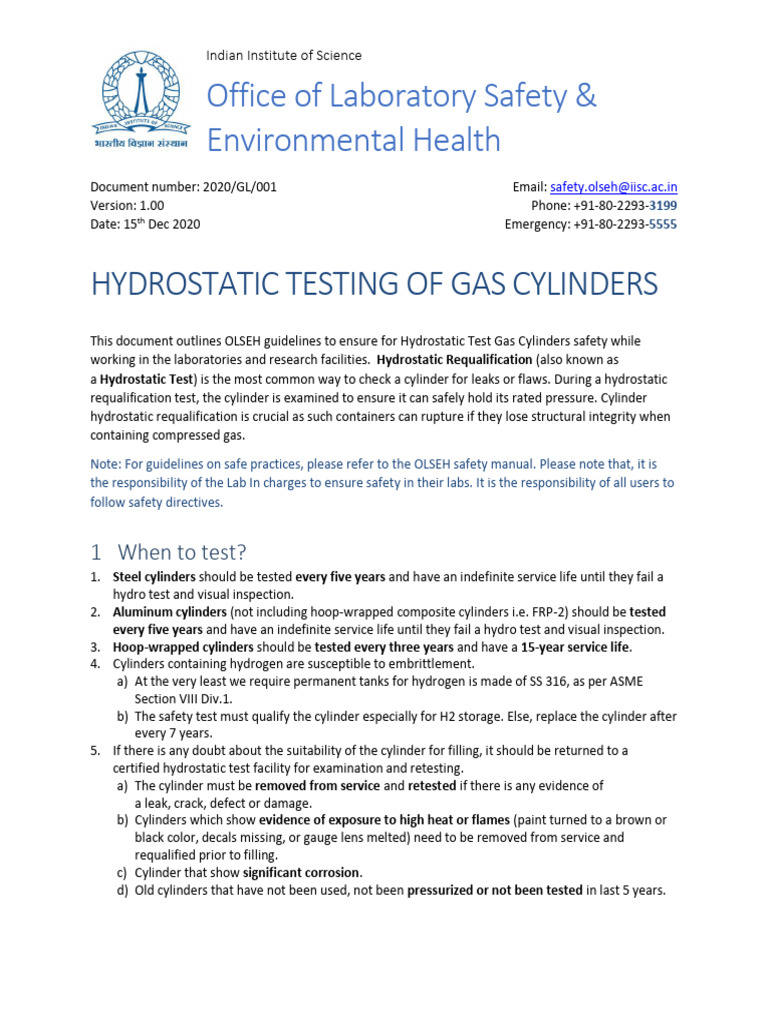 Hydrostatic Test | PDF | Gases | Gas Technologies
