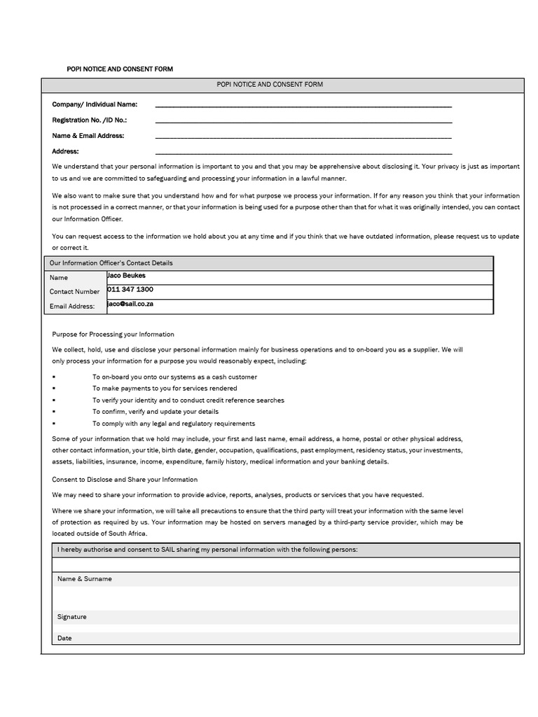 Supplier Privacy Consent Form | PDF | Procedural Knowledge | Information