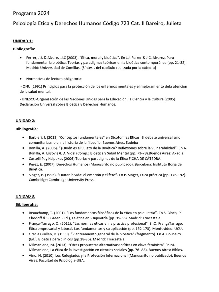 Programa 2024 | PDF | Bioética | Derechos humanos