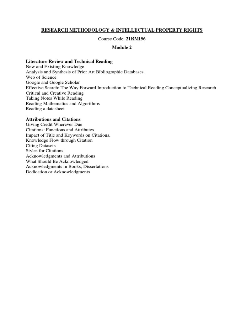RM & IPR Module 2 | Download Free PDF | Algorithms | Citation