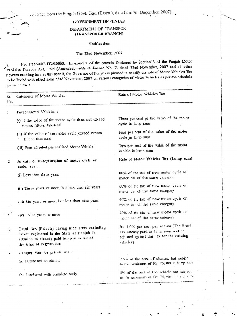 MOTOR VEHICLE TAX NOTIFICATION | PDF