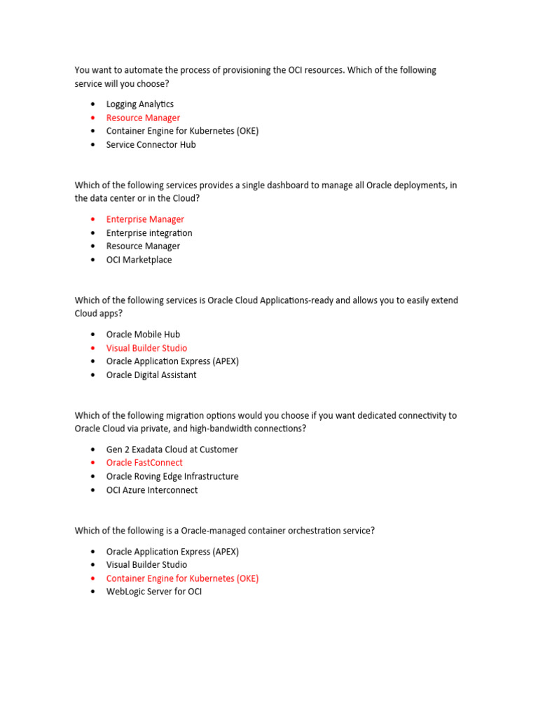 1 - Oracle Cloud Overview 84 Examen | PDF | Cloud Computing | Software ...