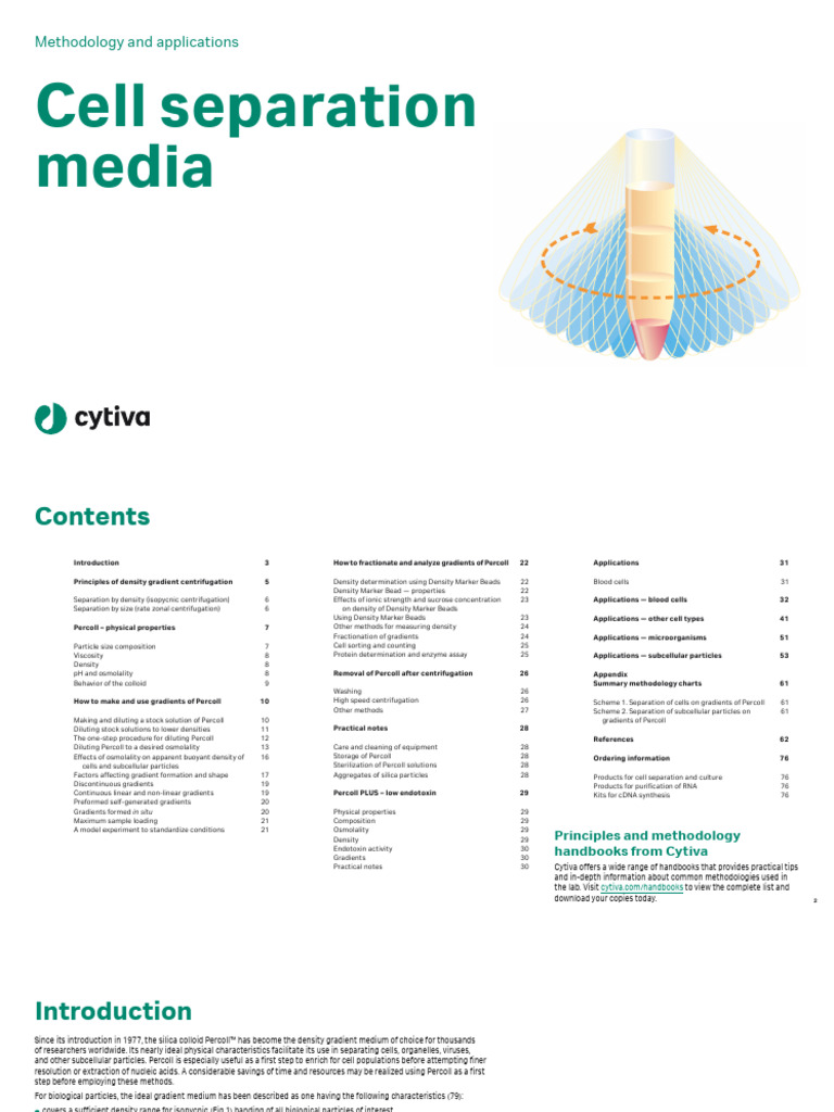 Cytiva Cell Separation Media | PDF | Centrifugation | Colloid